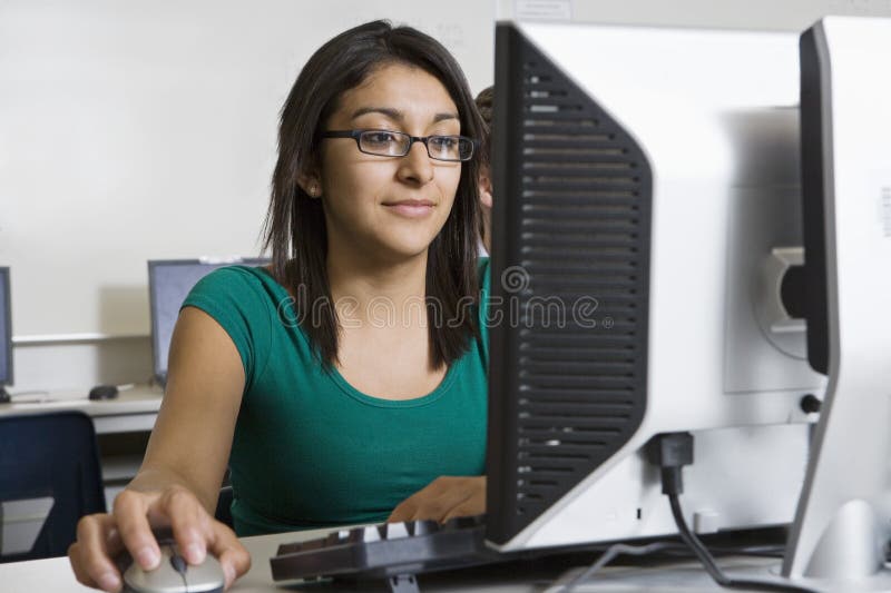 High School Student in Computer Class Stock Image - Image of adolescent ...