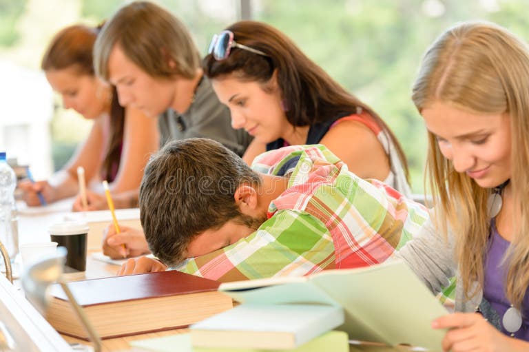 High-school Student Falling Asleep in Class Teens Stock Image - Image ...