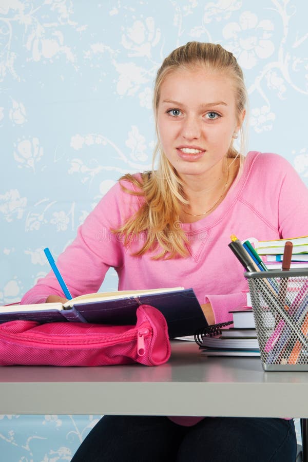 High School Student with Homework Stock Image - Image of preparation ...