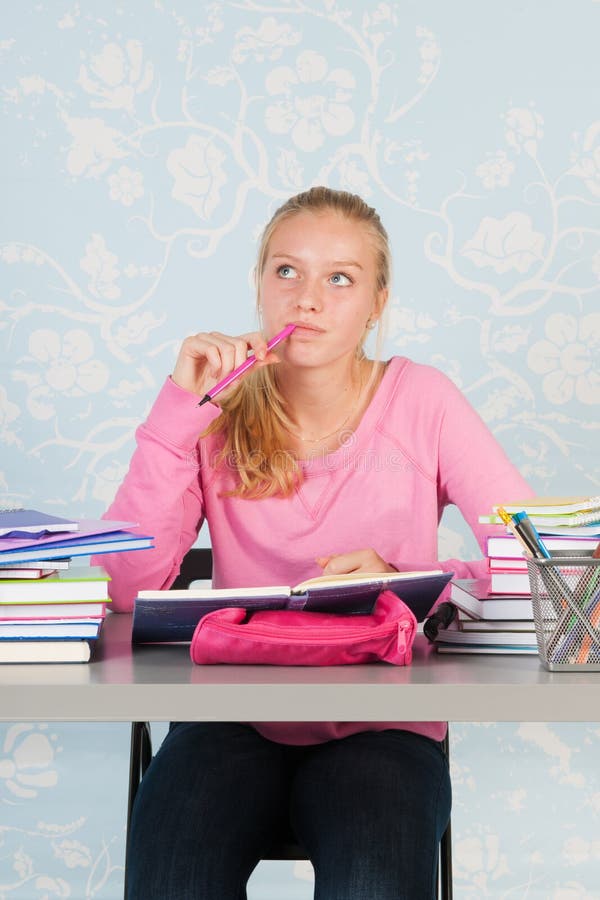 High School Student with Homework Stock Photo - Image of caucasian ...