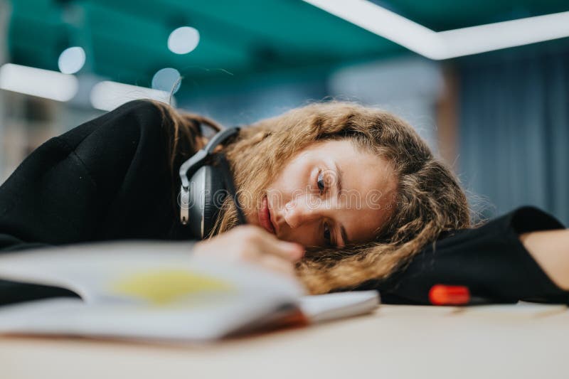 High School Student Looking Tired in a Classroom Setting Stock Image ...