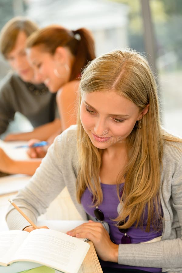 High-school Student Taking Notes in Library Study Stock Photo - Image ...