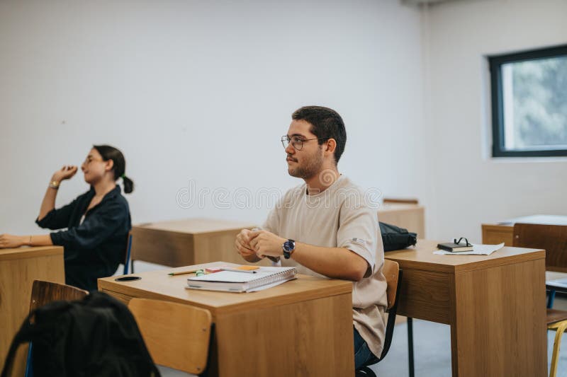 High School Students Attending Class in a Modern Classroom Setting ...