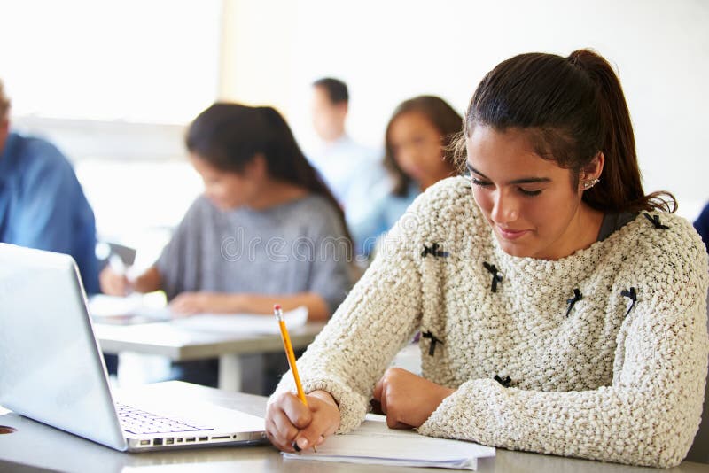 High School Students Taking Test in Classroom Stock Photo - Image of ...