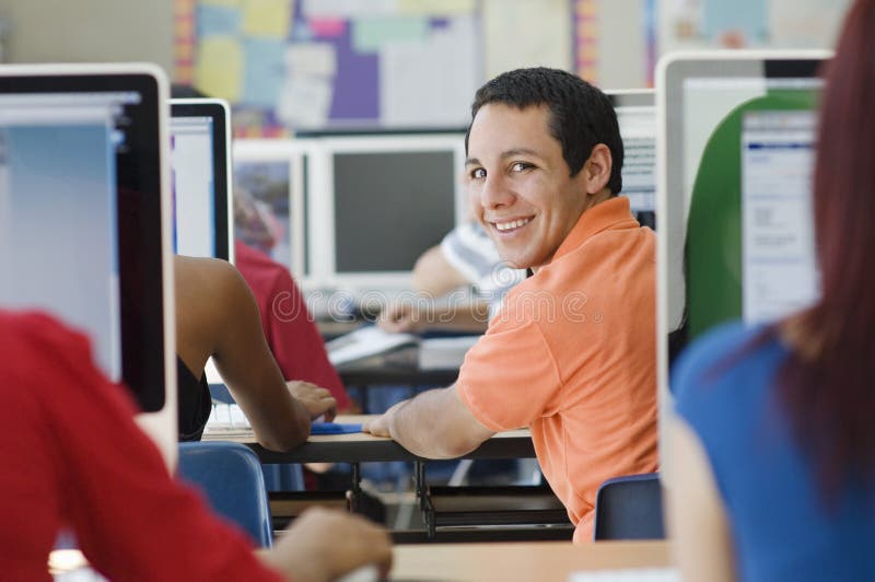 College Students in a Computer Lab Stock Photo - Image of classroom ...