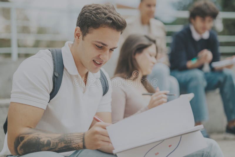 High School Students Engaged in Outdoor Learning Activities with Professor Stock Photo - Image ...