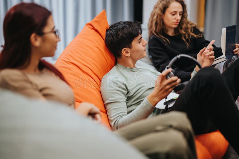 High School Students Engaging in a Collaborative Learning Session Stock ...