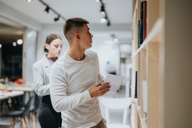 High School Students Exploring Library Resources during Class Activity ...