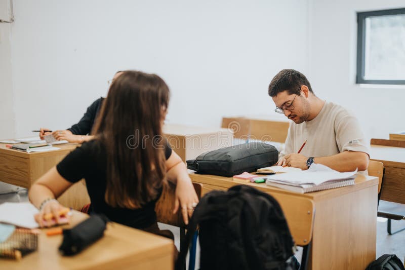 High School Students Focused on Learning in Classroom Setting Stock ...