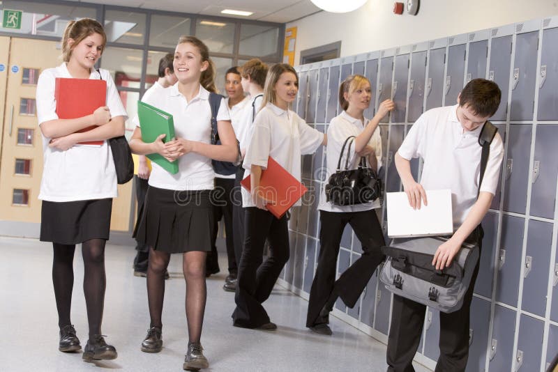 High School Students by Lockers Stock Image - Image of friendship ...