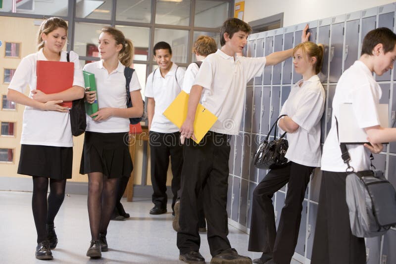 High School Students by Lockers Stock Image - Image of corridor ...
