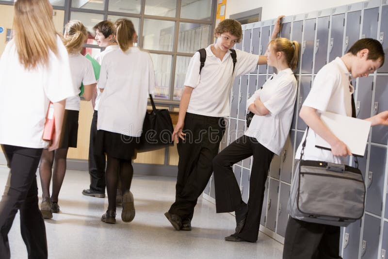 High School Students by Lockers Stock Photo - Image of hall, locker ...