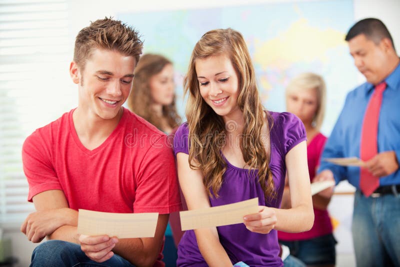 High School: Students Looking at Report Cards Stock Photo - Image of ...