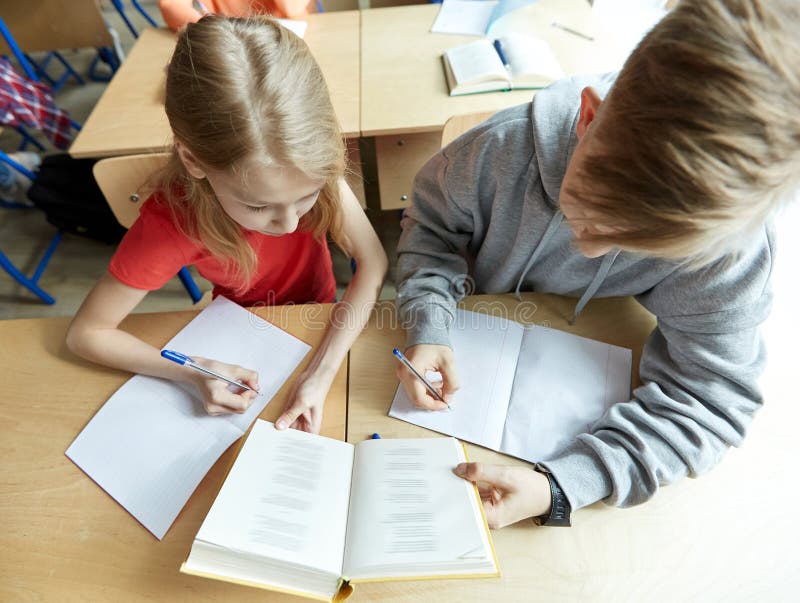 High School Students Reading Book and Learning Stock Image - Image of ...