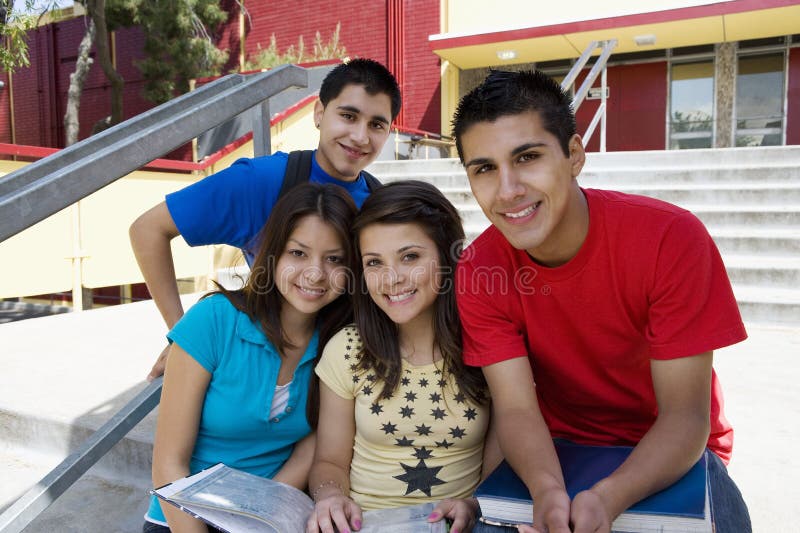 High School Students on School Steps Stock Image - Image of portrait ...