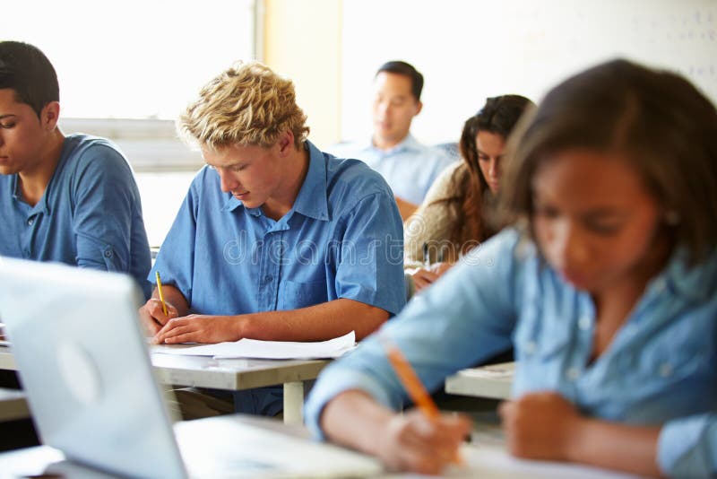 High School Students Taking Test in Classroom Stock Photo - Image of ...