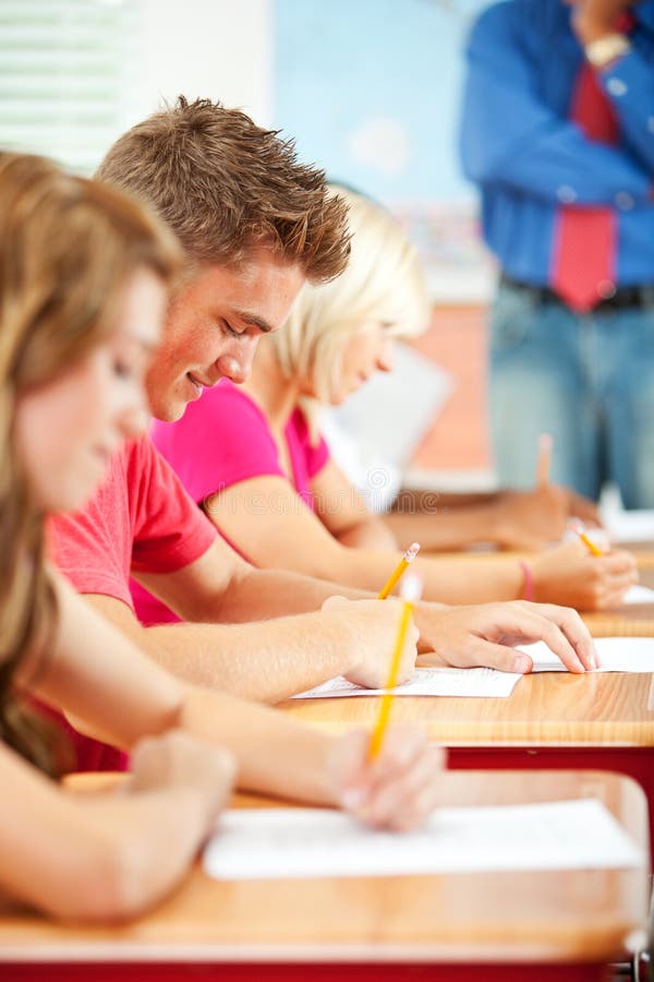 High School: Students Taking Test at Desks Stock Photo - Image of ...