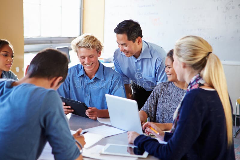 Female High School Student Using Laptop in Class Stock Image - Image of ...