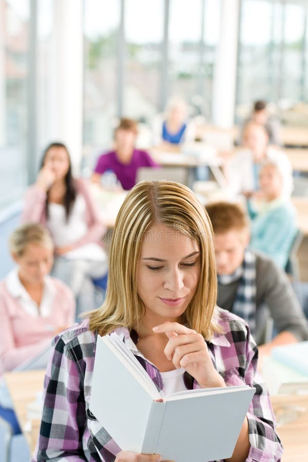 High School Students - Woman with Book Stock Image - Image of woman ...