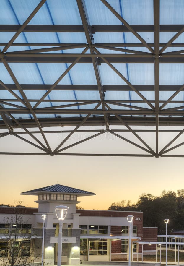 High School at Sunset stock image. Image of center, clolumns - 28333217