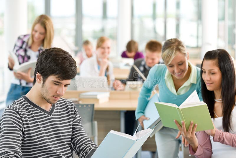 High School - Three Students with Book Stock Photo - Image of school ...
