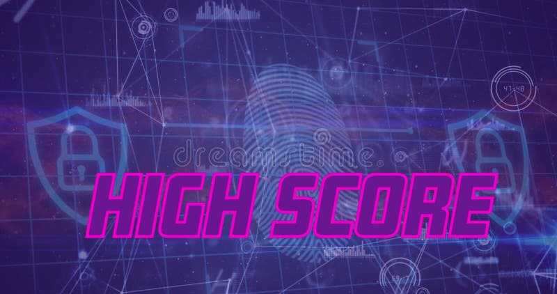High Score Text Banner Against Fingerprint Scanner and Network of ...