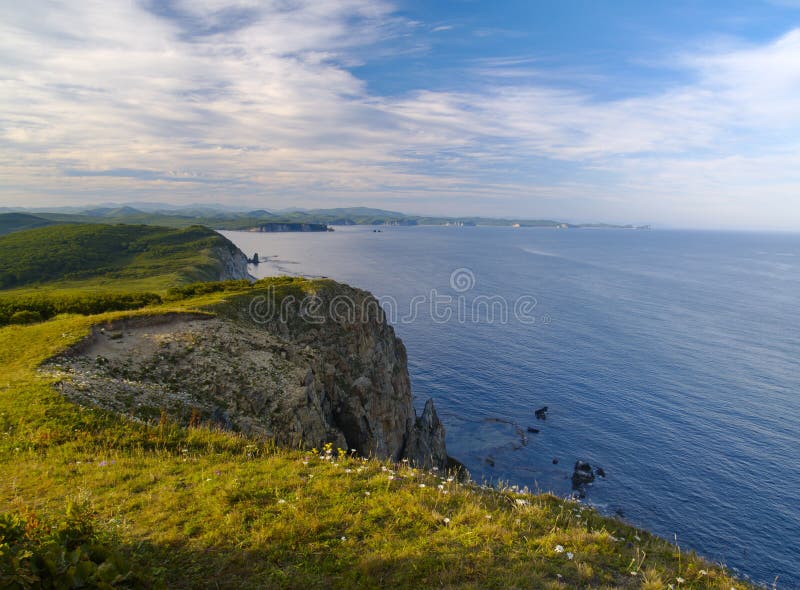 High sea coast stock photo. Image of wood, hill, pacific - 12951102