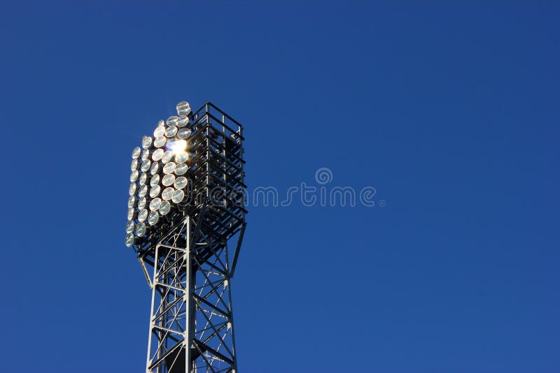 High Searchlight Tower Installed at the Stadium. Stock Image - Image of ...