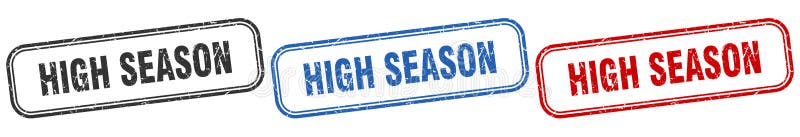 High Season Square Isolated Sign Set. High Season Stamp Stock Vector ...