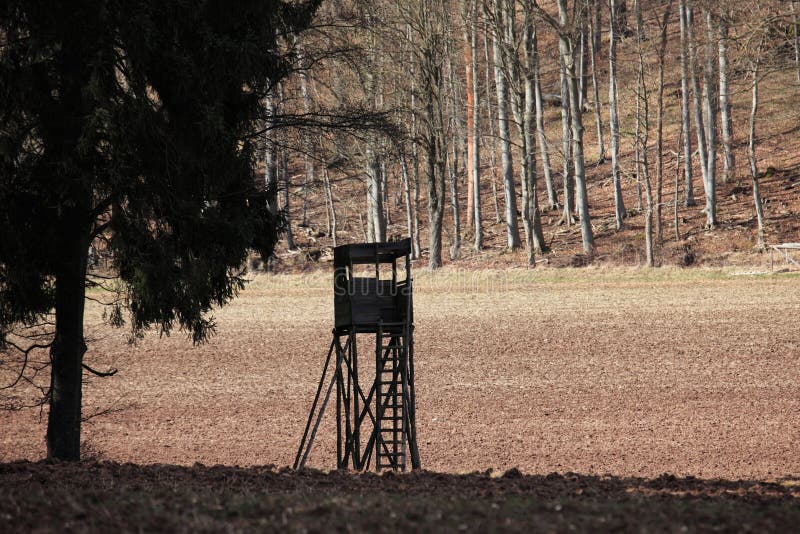 High Seat and Shooting Range for Hunting Stock Photo - Image of ...
