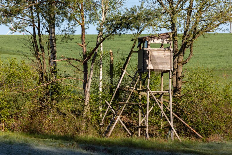 High Seat and Shooting Range for Hunting Stock Photo - Image of ...