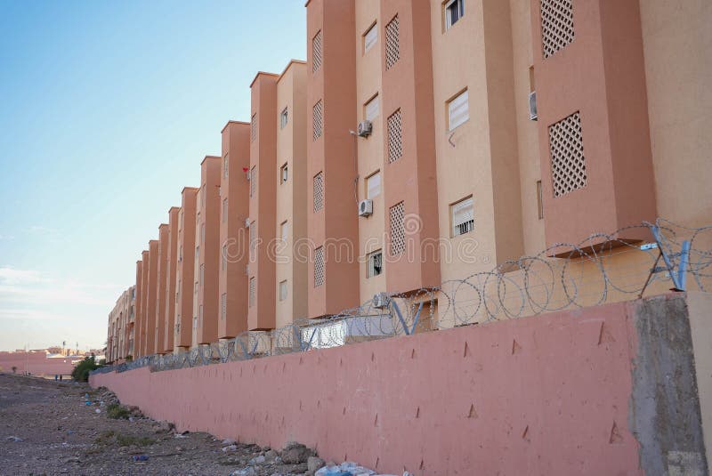 High Security Fence in Front of Apartments in Morocco Marrakesh Stock ...