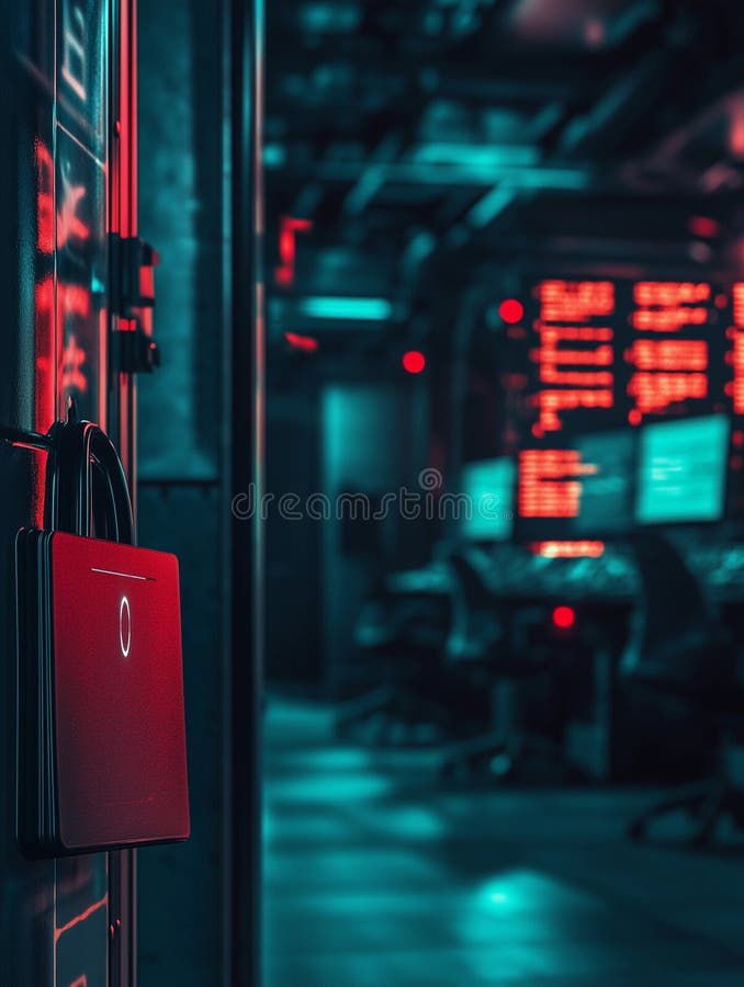 High-security Government File Folder Locked in a Dimly Lit Control Room ...