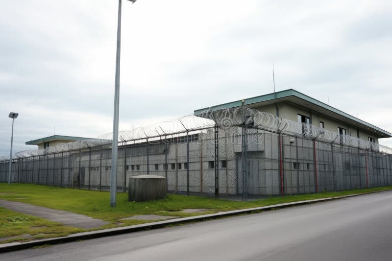 High-security Prison Exterior with Barbed Wire Stock Image - Image of ...