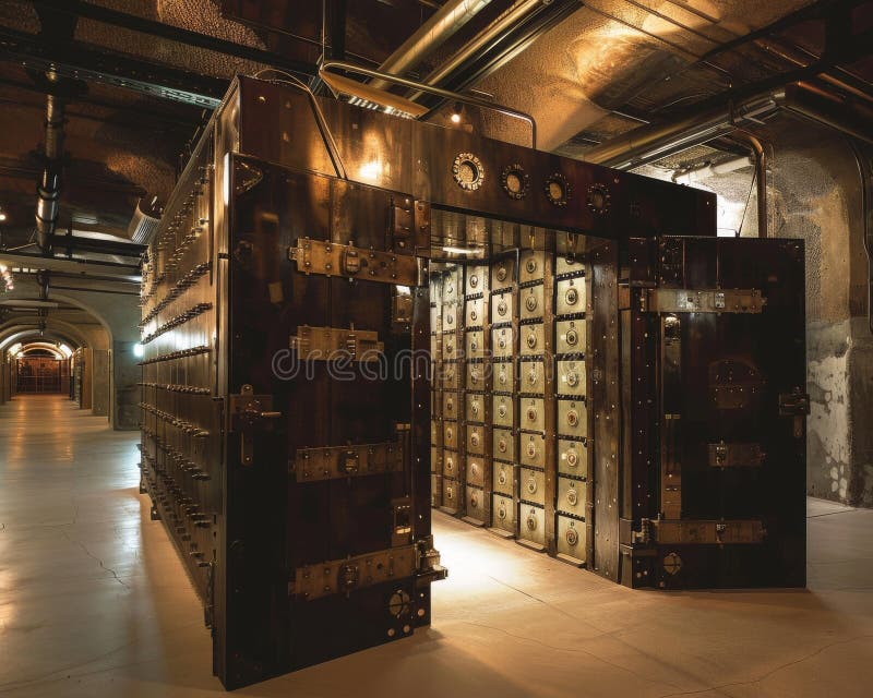 A Highsecurity Vault Deep Underground Stock Illustration - Illustration ...
