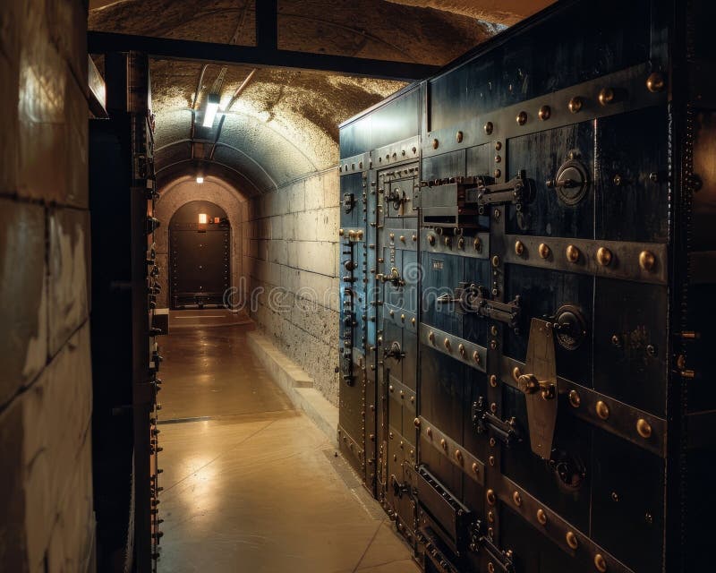 A Highsecurity Vault Deep Underground Stock Illustration - Illustration ...