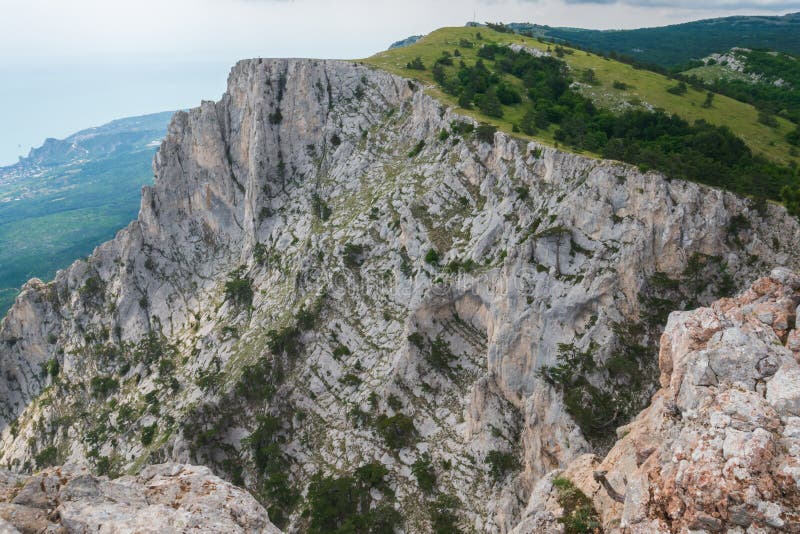 A High Sheer Cliff, Beautiful Blue Sea and Sky. Stock Photo - Image of ...