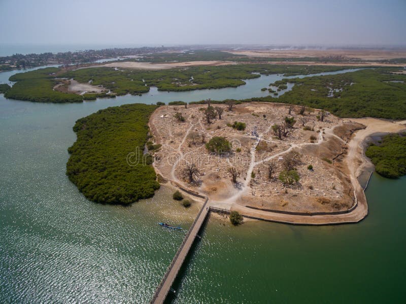 High Shot of the Sea with a Bridge Surrounded by Islands and Greenery ...