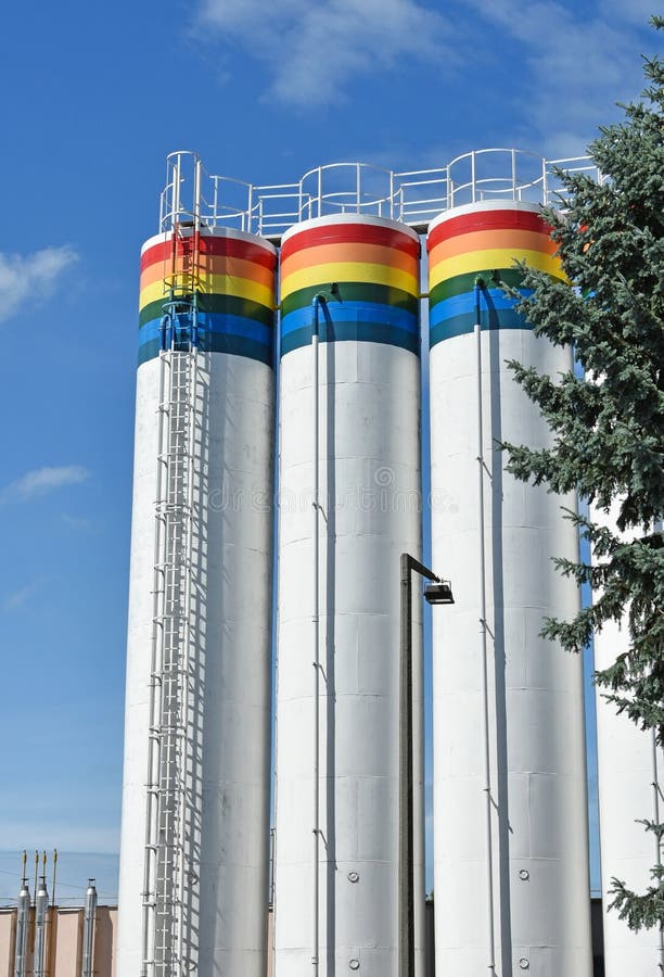 High silos in a row stock photo. Image of silo, silos - 72991924