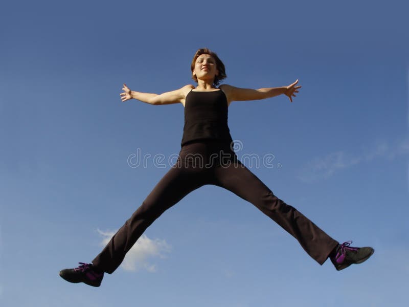 Jump Girl with Hair on Sky 2 Stock Image - Image of beautiful, jump: 241421