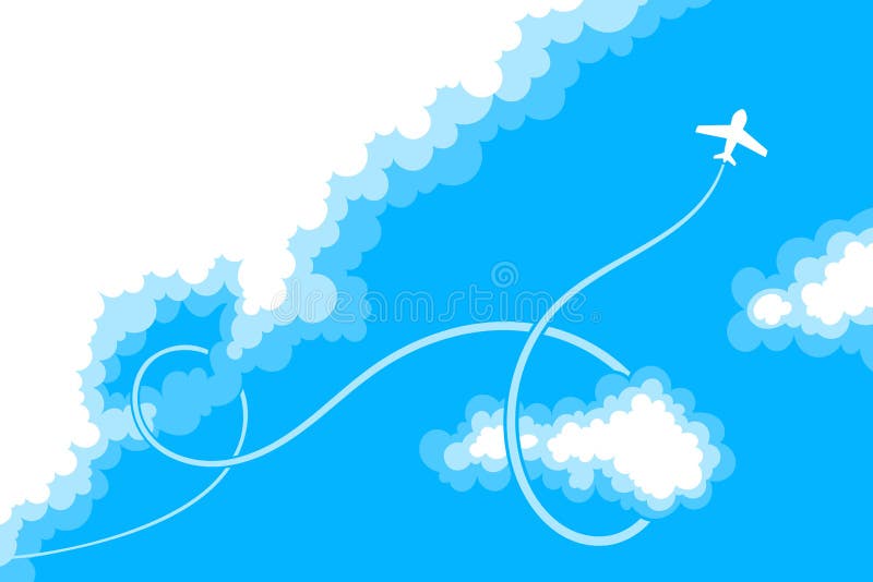 The Plane Draws a Loop Around the Cloud Stock Vector - Illustration of ...