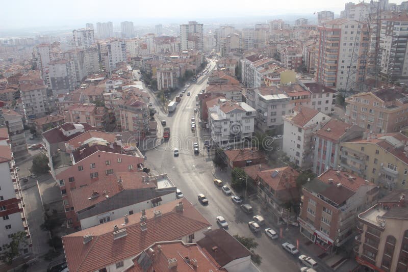 Teleferic in the sky stock photo. Image of buildings - 158348912
