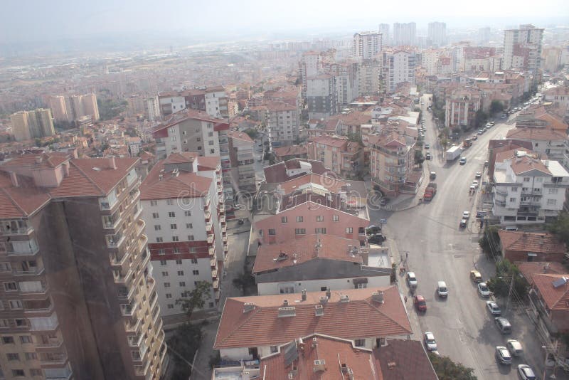 Teleferic in the sky stock image. Image of buildings - 158349029