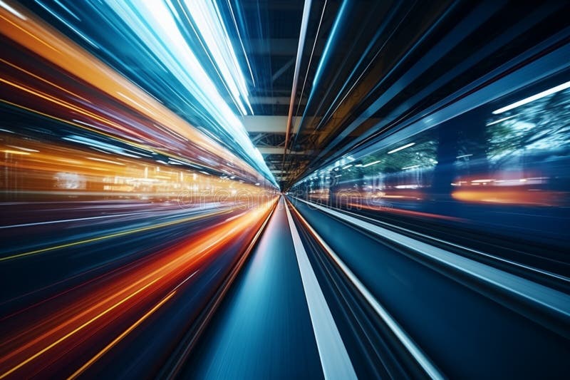 High-speed Abstract: MRT Track Adorned with Captivating Motion Light ...