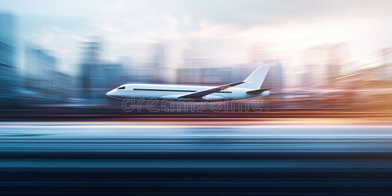 High Speed Airplane Taking of from the Runway. Generative Ai Stock ...