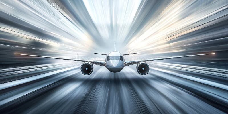 High Speed Airplane Taking of from the Runway. Generative Ai Stock ...