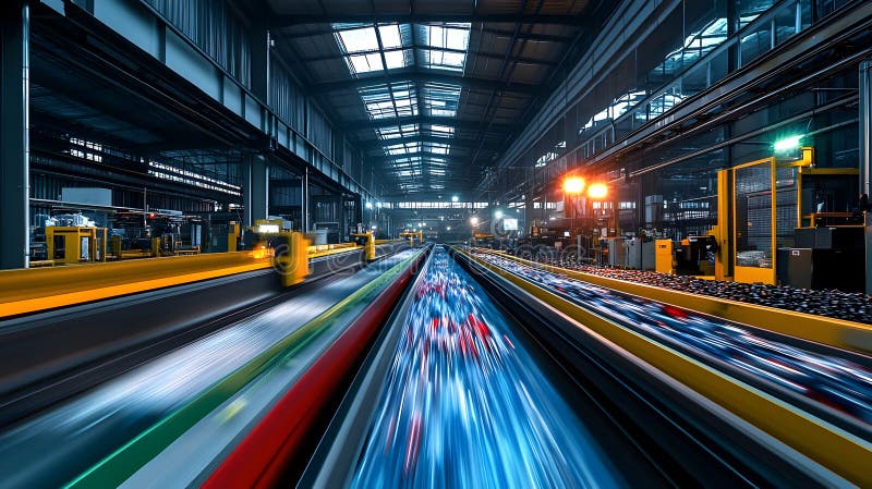 High-speed Automated Conveyor System in Modern Factory Warehouse Stock ...