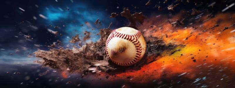 High-Speed Baseball Impact Creating a Dynamic Explosion of Colors and ...