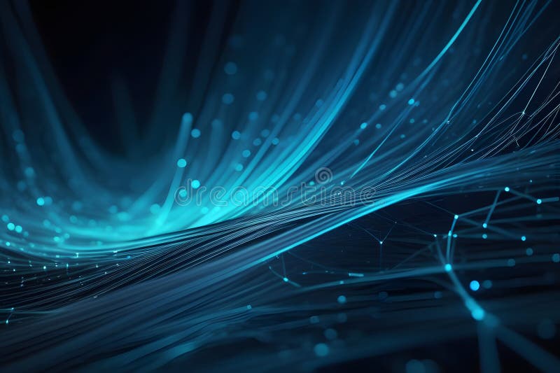 High-Speed Blue Fiber Optics Internet Data Transfer Over Black ...