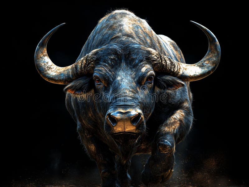 High-Speed Buffalo Charging Forward Stock Illustration - Illustration ...